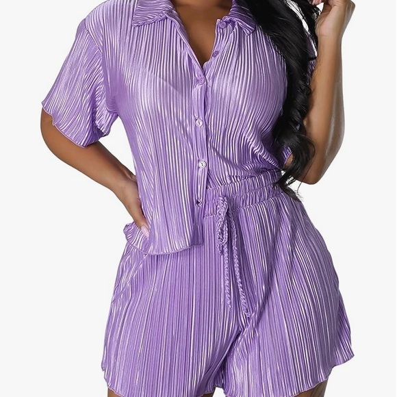 Amazon | Other | Purple Pleated Matching Set | Poshmark